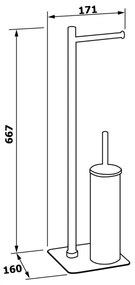 Gedy - Stojací WC štětka s držákem toaletního papíru FLORI lesklý chrom