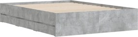 Rám postele se zásuvkami betonově šedý 135 x 190 cm kompozit 3207311