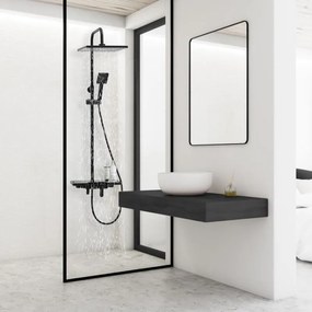 Erga Oslo, sprchová souprava s pákovou baterií, policí a dešťovou hlavicí 30x30 cm, černá matná, ERG-YKA-BP.OSLO-30-BLK