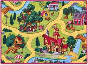 Vopi, Dětský kusový koberec Pohádková vesnice, 95x133, vícebarevná, dětský pokoj