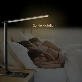 LT-T10 černá / Stolní LED lampička / dotykové ovládání / 12W / 3000-65