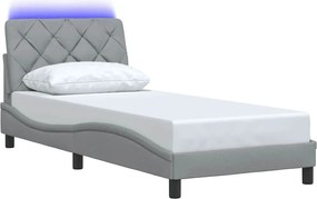 Rám postele s LED bez matrace Světle šedá 90x200 cm Látka 3310643
