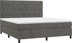 Box spring postel s matrací a LED tmavě šedá 160x200 cm samet 3136312