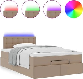Osmanský postel s matracemi&amp;LED cappuccino 120x190cm umělá kůže 3312146