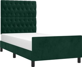 Rám postele bez matrace tmavě zelená 90 x 190 cm samet 3125913