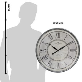 Šedobéžové antik nástěnné hodiny Hotel Lelouver - Ø 50*6 cm / 1*AA