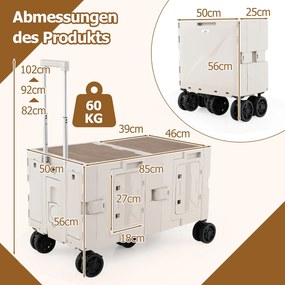 Costway Ruční vozík skládací ruční vozík se stolní deskou 2 úložné boxy