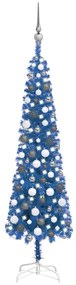 Úzký vánoční stromek s LED a sadou koulí modrý 150 cm,  3078117 HangarStore.cz