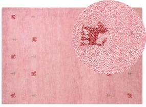 Vlněný koberec gabbeh 140 x 200 cm růžový YALAFI Beliani