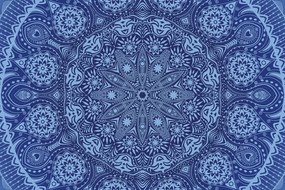 Samolepící tapeta okrasná Mandala s krajkou v modré - 300x200 cm