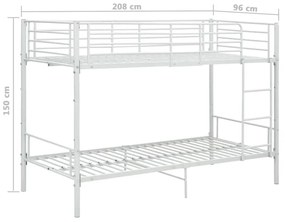 Petromila Poschoďová postel bílá kov 90 x 200 cm