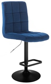 LuxuryForm DESIGN Barová židle TOLEDO VELUR na černé kulaté podstavě - modrá