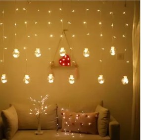 Vánoční osvětlení ISO19736  světelný závěs s koulemi 108 LED na USB, teplý bílý