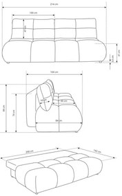 Rozkládací třímístná pohovka s úložným prostorem NUORO zelená
