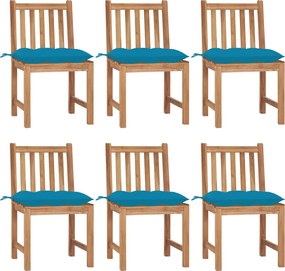 vidaXL Zahradní židle 6 ks s poduškami masivní teak [3073134] Barva: Modrá