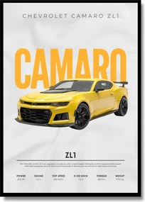 Plakát Camaro ZL1 Dárek pro tatínka, automobilový průmysl, nástěnný rám A3
