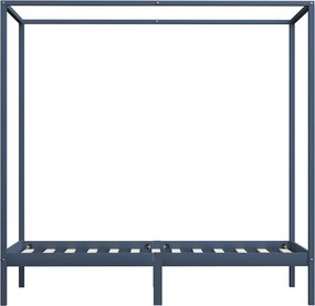 Rám postele s nebesy šedý masivní borové dřevo 100 x 200 cm 283275