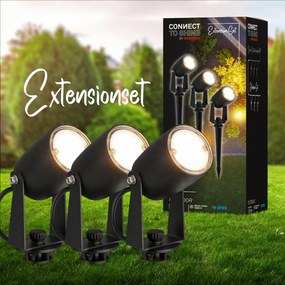BRI 3928035 CONNECT TO SHINE prodlužovací sada Iris sada 3ks LED zahradních bodových svítidel, IP65 - BRILONER