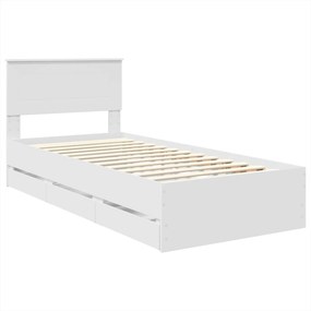 Rám postele se zásuvkou Bílá 90 x 200 cm Inženýrské dřevo 3408026