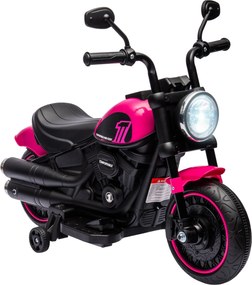 HOMCOM Dětská Motorka Elektrická Motorka pro Děti s 2 Odnímatelnými Tréninkovými Koly, 3 km/h, pro Děti od 1,5 do 3 Let, Růžová, 76 x 42 x 57 cm | Aos