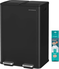 Odpadkový koš s víkem JORDAN 2x30 L černý II