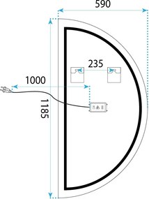 Tutumi Zrcadlo 118,5x59 cm s regulovatelným LED osvětlením HOM-01526