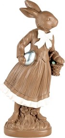 Dekorace čokoládový králík s košíčkem a vajíčkem - 18*9*39 cm