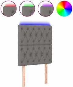 Čelo postele s LED tmavě šedé 80x7x118/128 cm textil 3122735