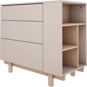Dětská komoda se třemi šuplíky a otevřeným regálem BASIC kašmírová