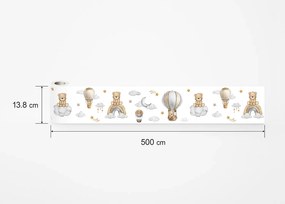Dětská samolepící bordura na zeď Roztomilý Medvídek na Obloze na Bílé | 5 m x 13.8 cm | DWBD8539