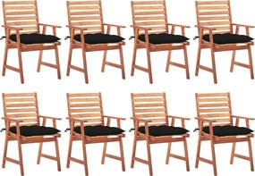 vidaXL Zahradní jídelní židle 8 ks s poduškami masivní akáciové dřevo [3078390] Barva: Černá