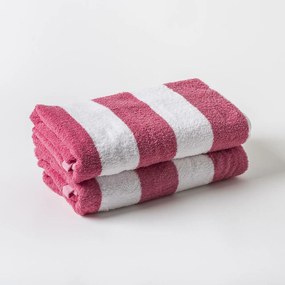 Froté osuška Pool Towel 400 gsm odolná chlóru pruhovaná růžovo-bílá