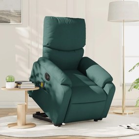 Elektrické zvedací masážní polohovací křeslo zelené textil 3204866