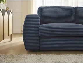 Tmavě modrá manšestrová pohovka na každodenní spaní/rozkládací 220 cm Hugo – Bobochic Paris