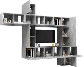 10dílný set TV skříněk betonově šedý kompozitní dřevo 3079157