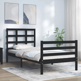 Rám postele s čelem černý 100 x 200 cm masivní dřevo,  3193980 HangarStore.cz