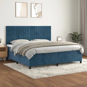Box spring postel s matrací tmavě modrá 200x200 cm samet