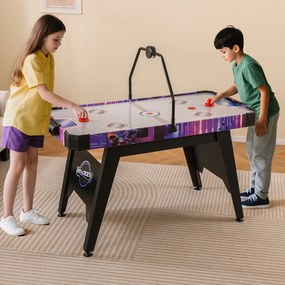 Costway 144 cm air hockey arkádový stolek air hockey s výkonným 12 V motorem