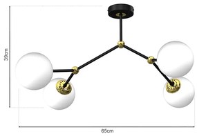 Stropní svítidlo Joy, 4x bílé skleněné stínítko, b/g