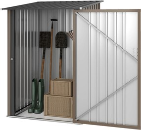 Outsunny Kovový Kůlna na Nářadí 1,6m³ 100x103x160cm Zahradní Kůlna s Šikmou Střechou a Zámkem Voděodolný Úložný Kabinet pro Zahradu, Hnědá