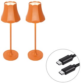 Sada 2 retro stolních lamp oranžových dobíjecích IP44 - Granny
