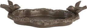 Hnědé antik litinové krmítko s ptáčky pro ptáčky - 24*13*6 cm