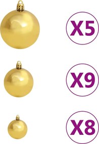 vidaXL Umělý vánoční stromek LED osvětlení sada koulí a šišky 180 cm [3077531] Barva: Bílá
