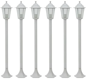 Zahradní sloupové lampy 6 ks E27 110 cm hliníkové bílé - Default Title