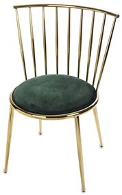 Kovová židle zlatá se zeleným sedákem 131337