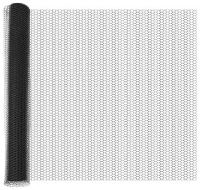 Hexagonální plot s podpěrou 25 x 1,4 m Ocel potažená PVC Šedá 3353244