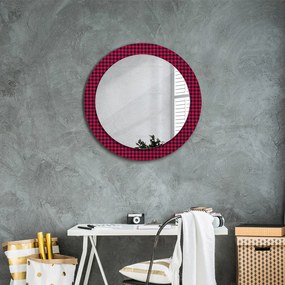 Kulaté dekorativní zrcadlo Červená mřížka fi 70 cm