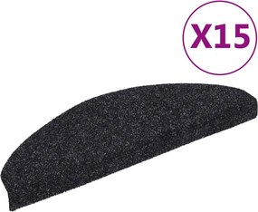 Schodové rohože samolepicí 15 ks 65 x 21 x 4 cm černé, půlkulaté, velké 132698