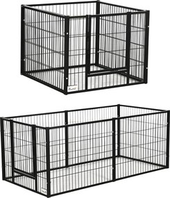PawHut 6-panelový psí výběh s nastavitelnou šířkou ocelového rámu 82,5-150x79x61 cm Černý