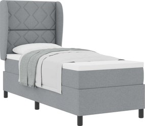 Postel s boxspringem s čelo Světle šedá 80 x 200 cm textil 3340592